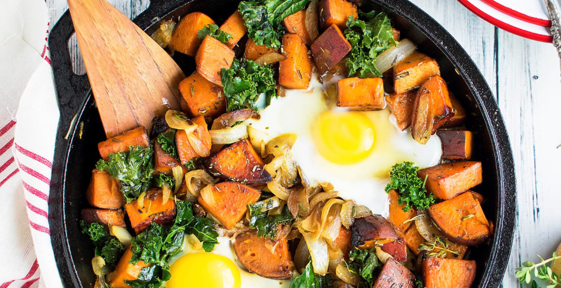 One-Skillet Sweet Potato and Kale Hash - Pacific Foods