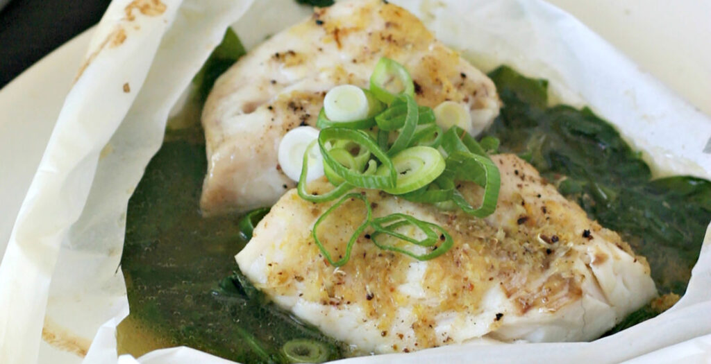 Sesame Cod en Papillote with Ginger and Scallions | Pacific Foods®